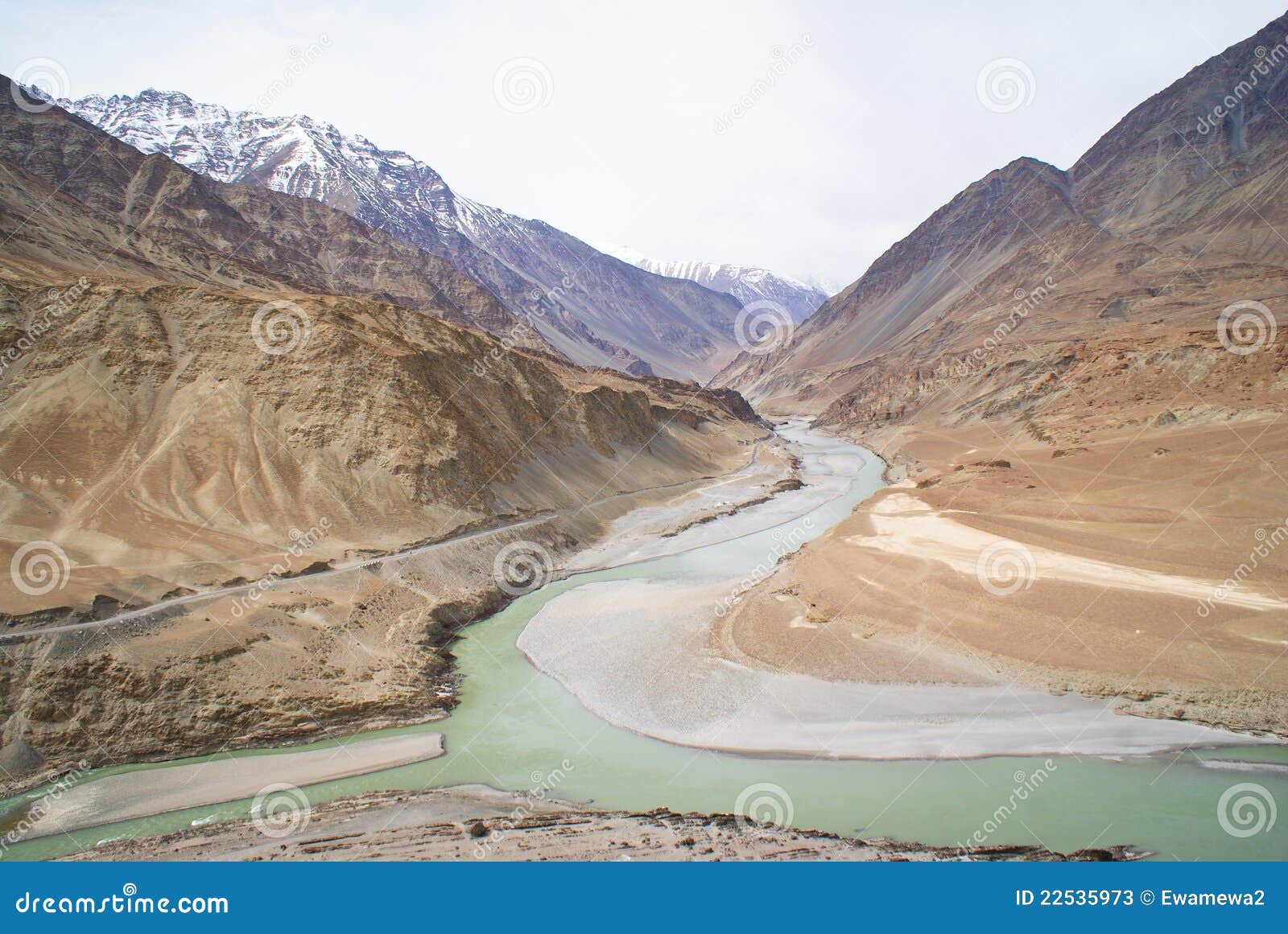 Scenic Indus River in Himalayas Stock Image - Image of geography ...