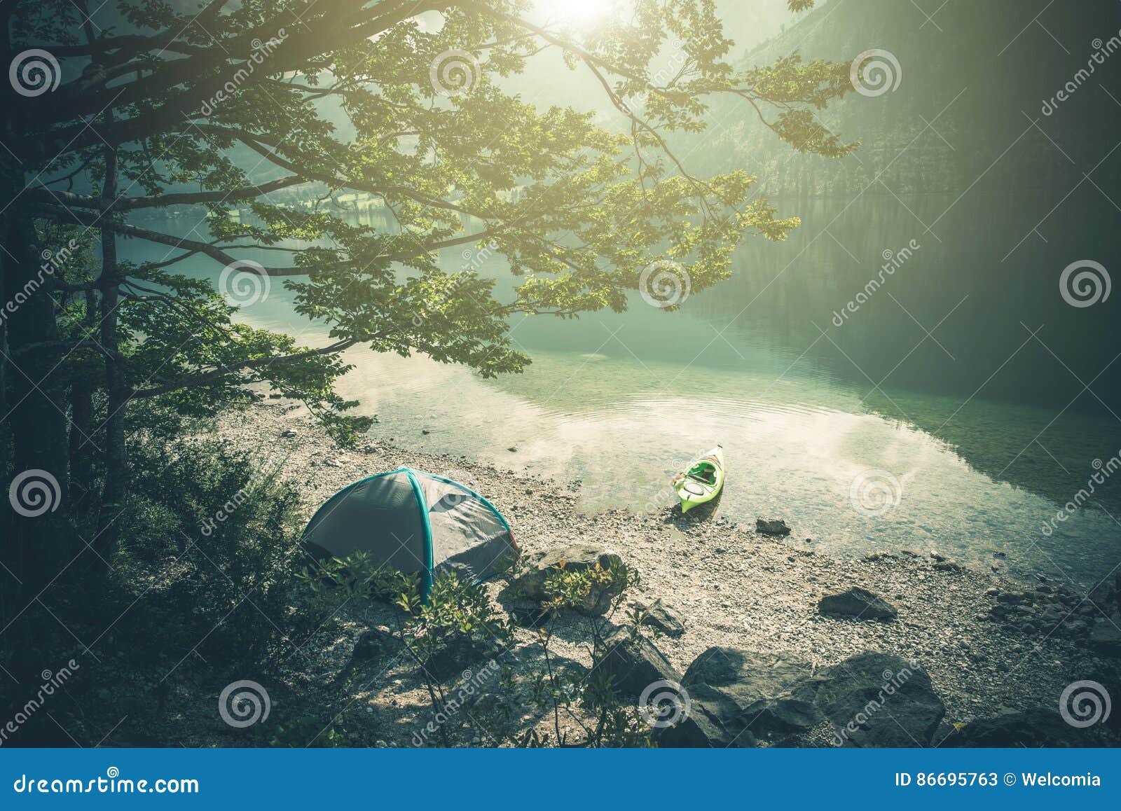 Scenic Lake Camping stock image. Image of horizontal - 86695763