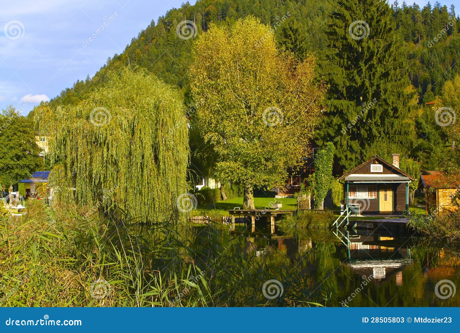 Scenic Lake Cottage in Austria Stock Image - Image of color, water ...
