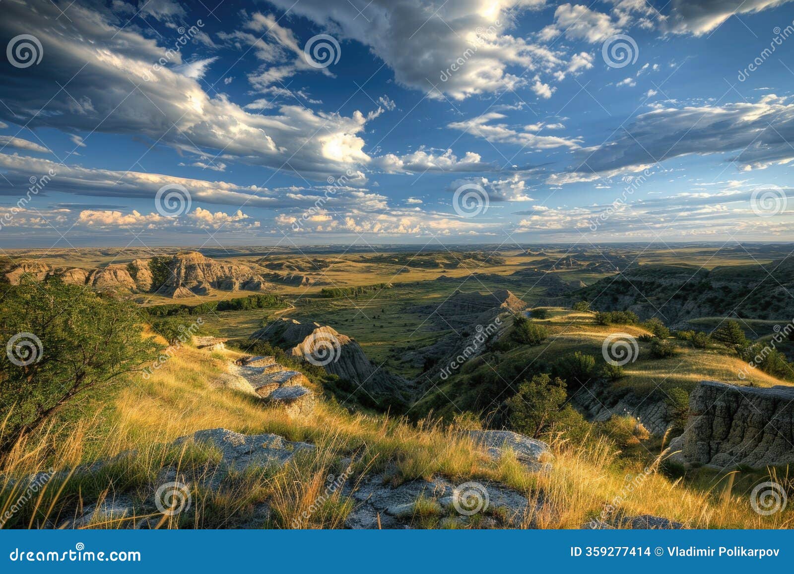 Scenic Landscape of the Badlands at Sunset with Unique Rock Formations ...