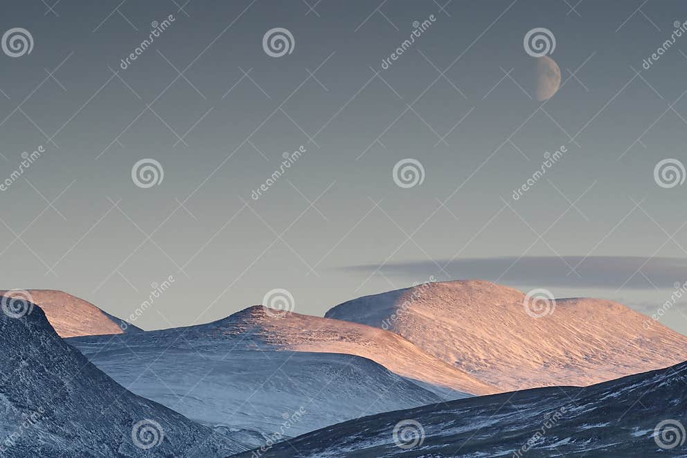 Scenic Landscape of the Moon in the Background Stock Photo - Image of ...
