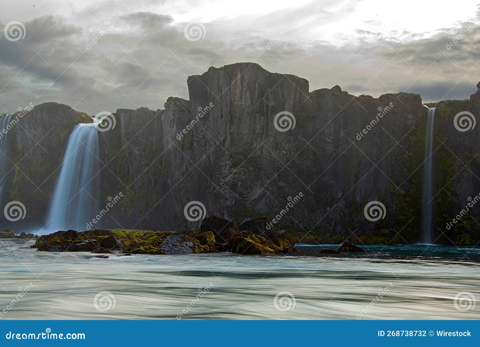 Scenic Long-exposure Shot of the Waterfalls Falling Down the Cliff in ...
