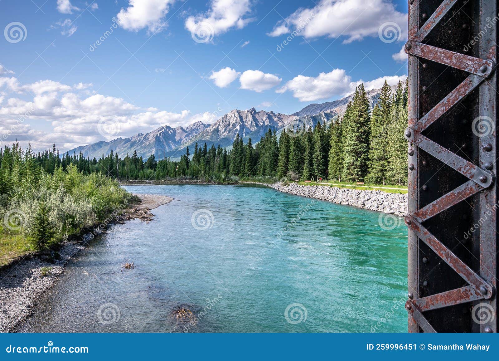 Scenic Long Exposure View by the Canmore Engine Bridge, Alberta, Canada ...