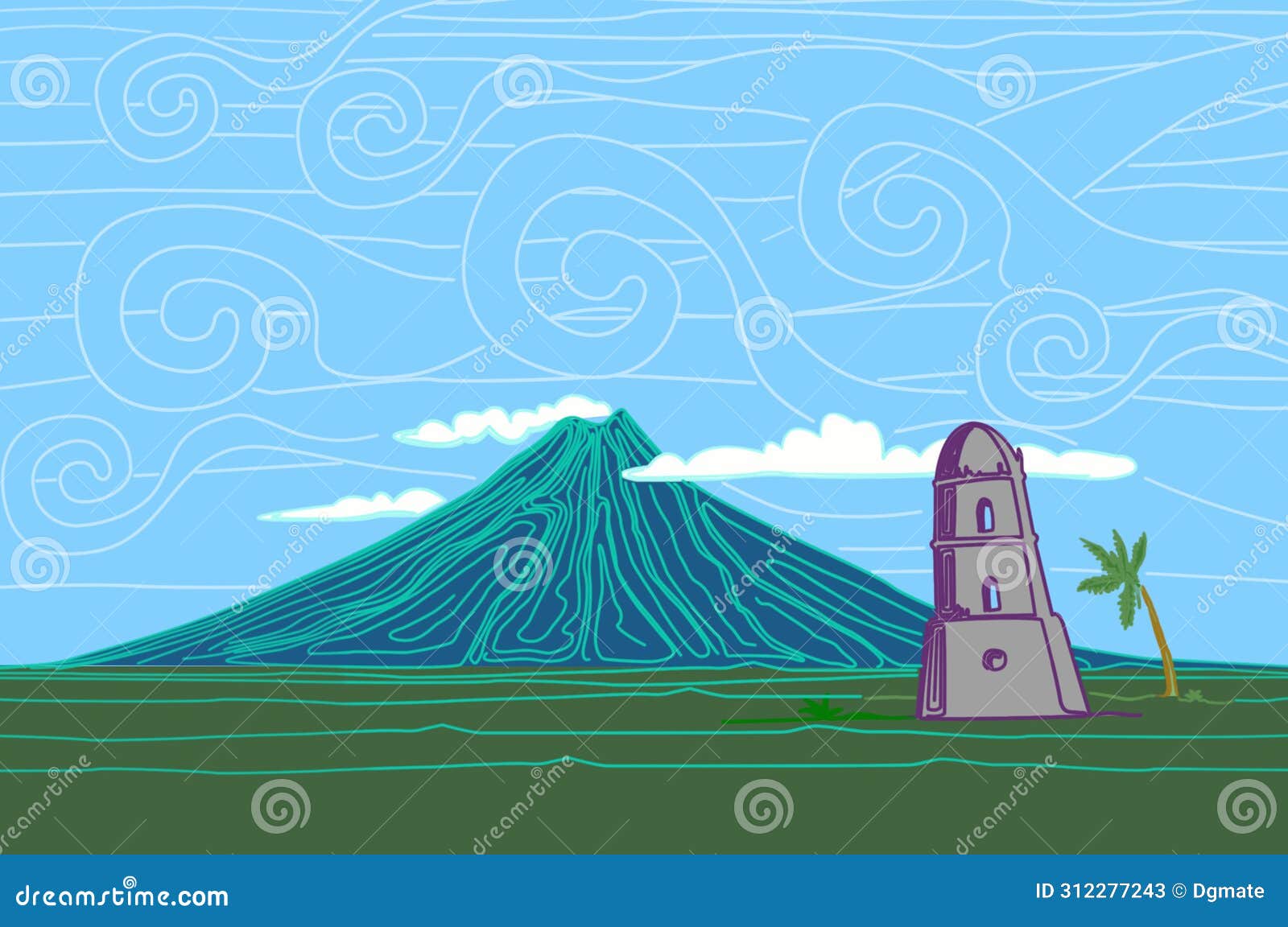 Scenic Mayon Volcano, Philippines, Art. Royalty-Free Stock Photo ... Scenic Mayon Volcano, Philippines, Art. Royalty-Free Stock Photo ...