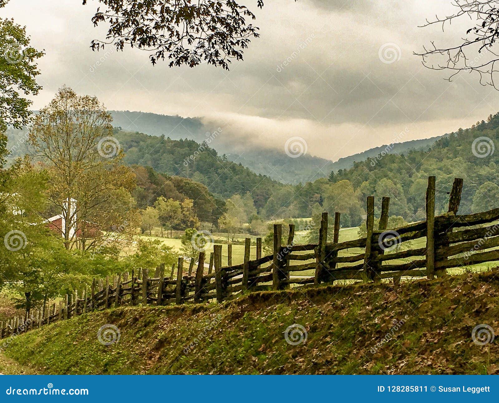 Scenic Mountain Valley in Early Fall Stock Image - Image of cloudy ...