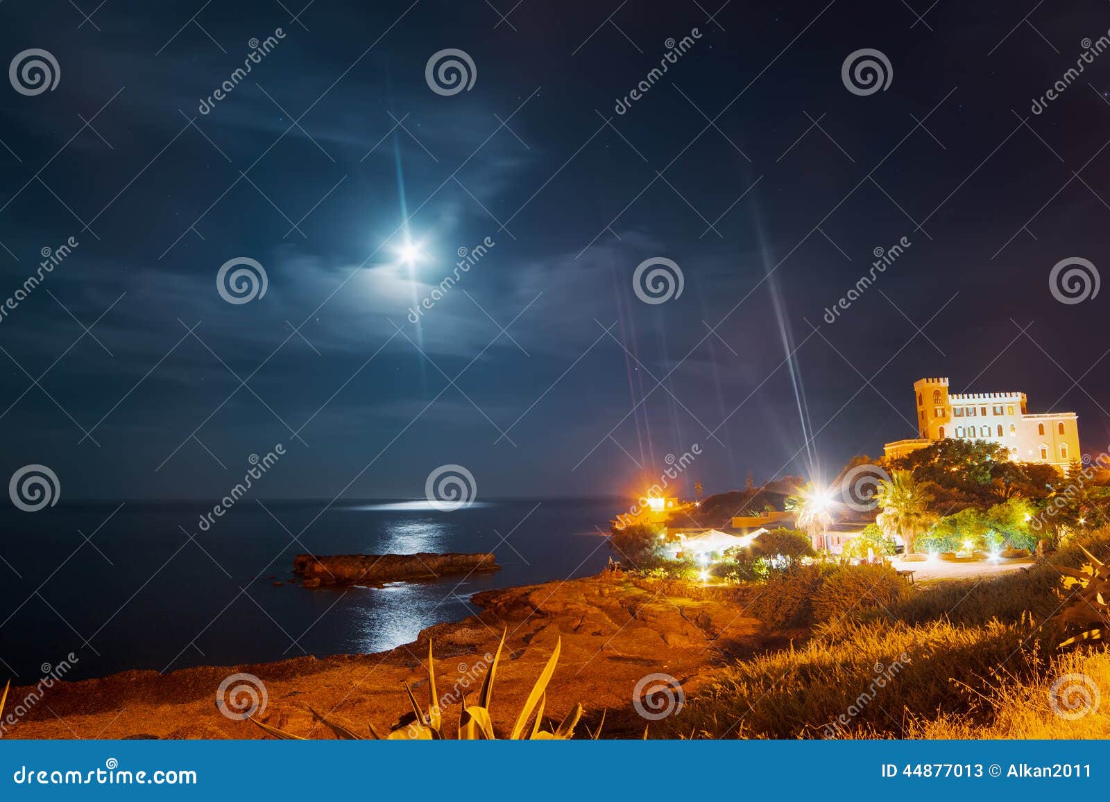 Scenic night stock image. Image of beach, horizon, orange - 44877013