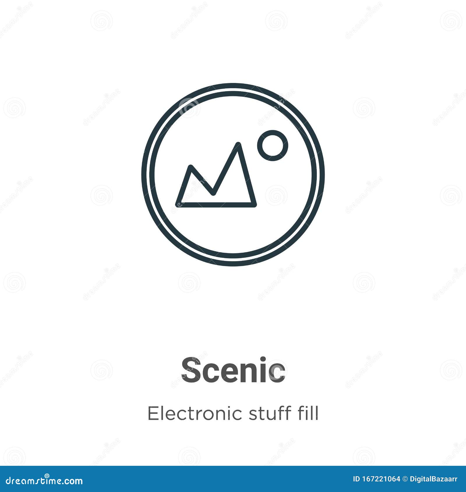 Scenic Outline Vector Icon. Thin Line Black Scenic Icon, Flat Vector ...