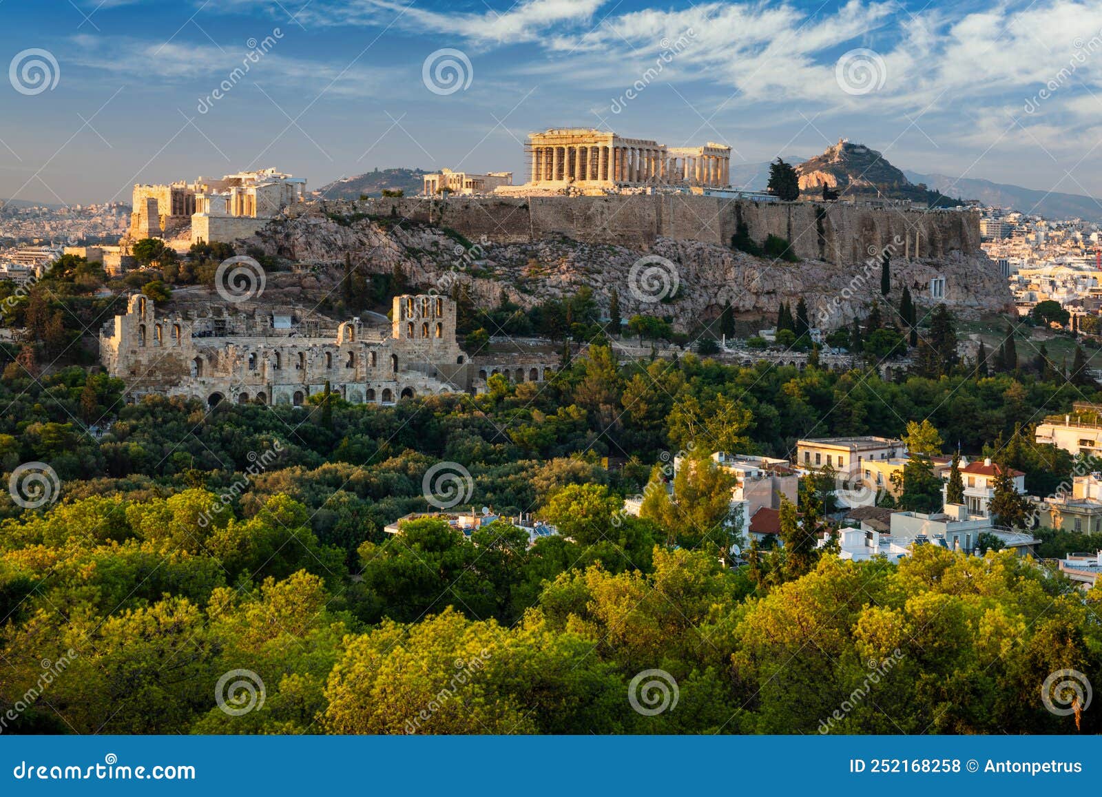 Scenic Panoramic View on Acropolis in Athens, Greece at Sunrise Stock ...