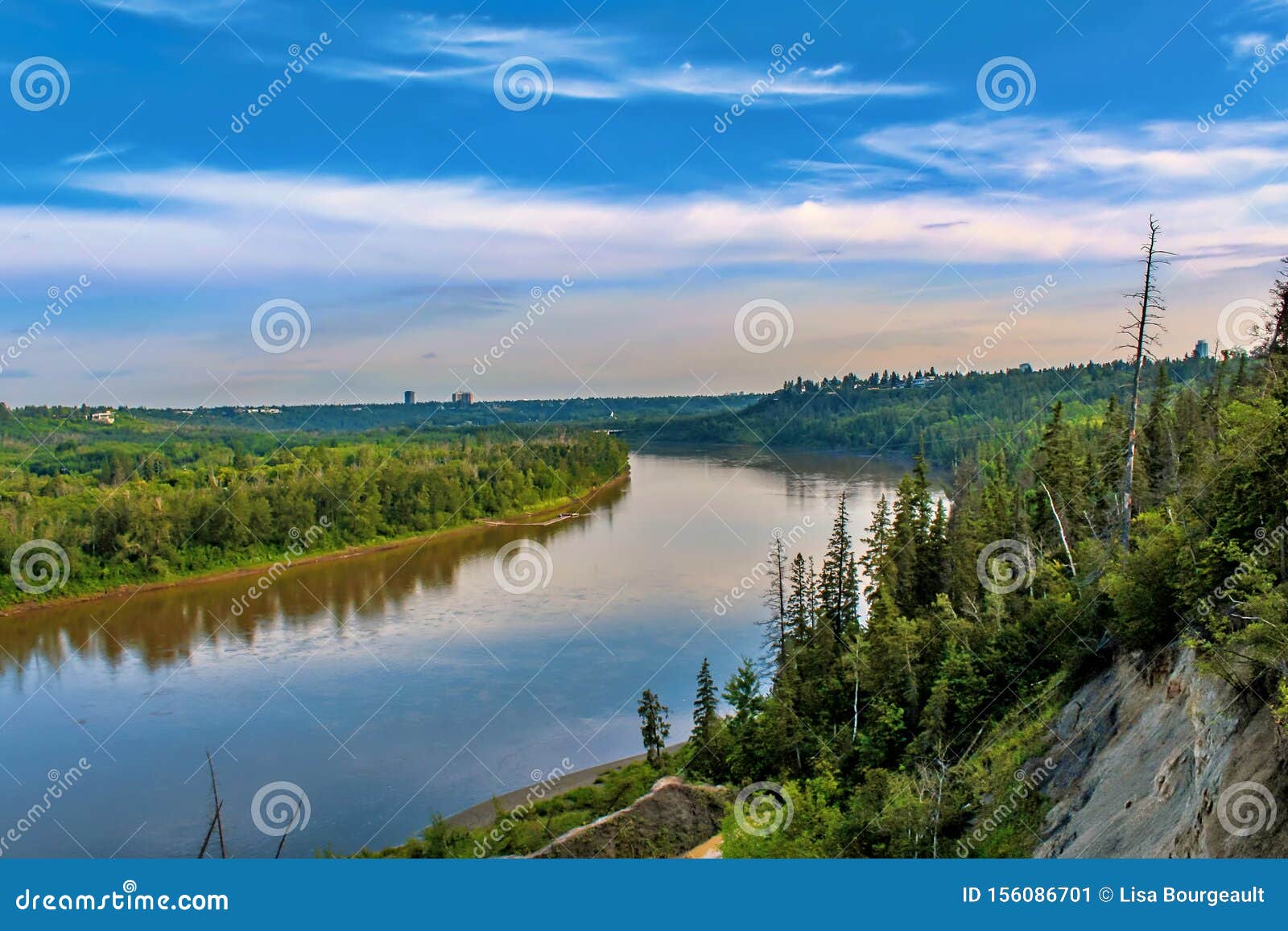 Panoramic Summer River Valley Views Stock Image - Image of water ...