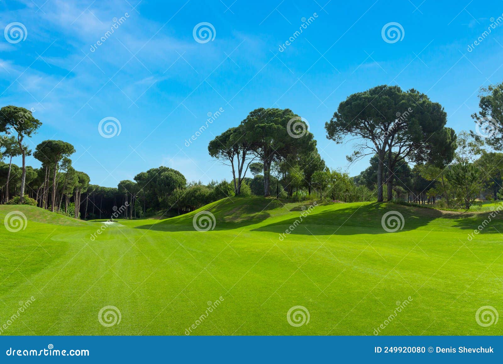Scenic Panoramic View of Golf Fairway at the Golf Course Stock Photo ...
