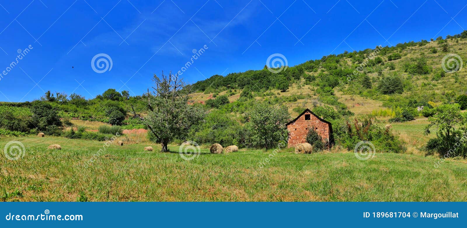 Panoramic View of Old Farm Countryside Stock Photo - Image of view ...