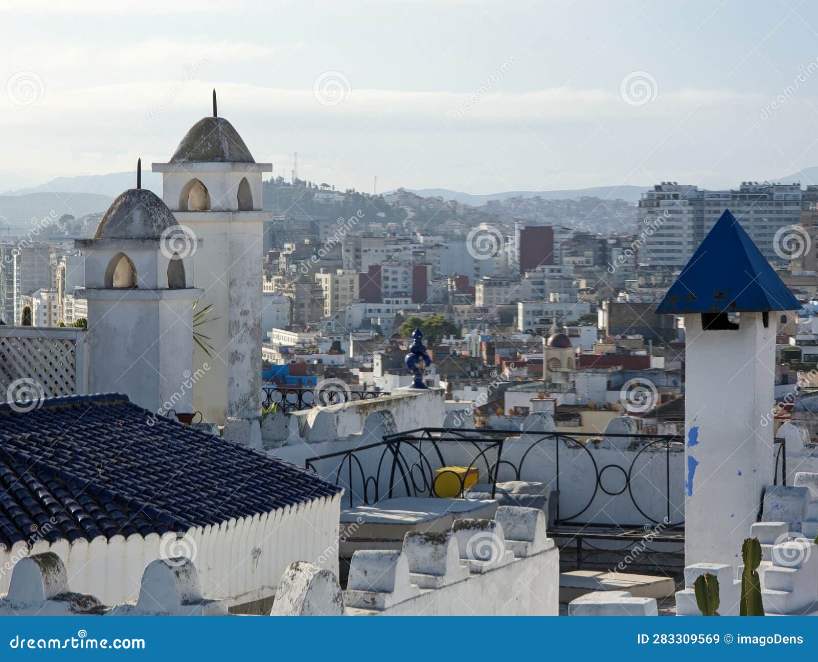 Scenic Panoramic View Over the Rooftops of the Medina of Tangier Stock ...