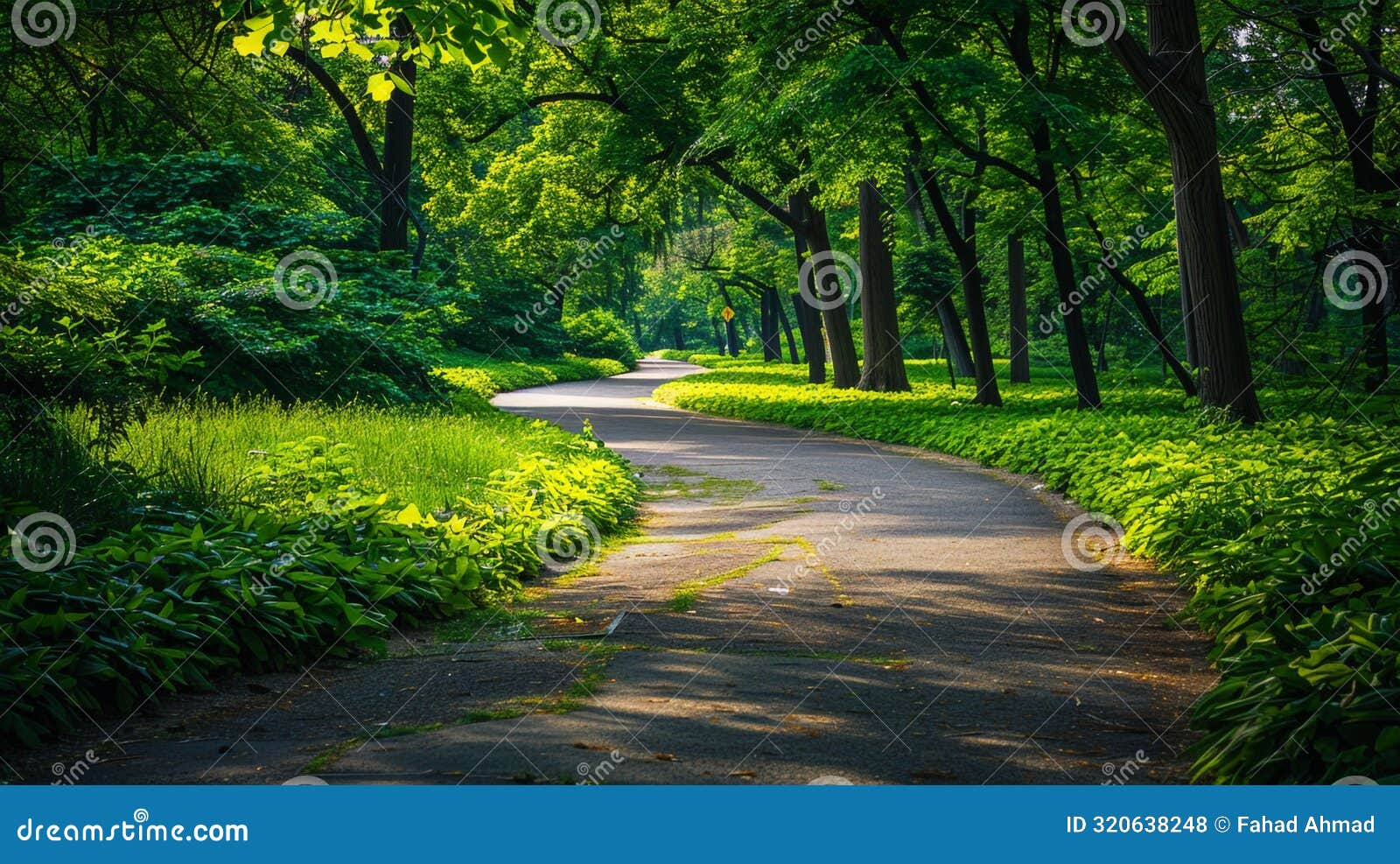 A Scenic Park Path with Vibrant Greenery, Perfect for Global Running ...