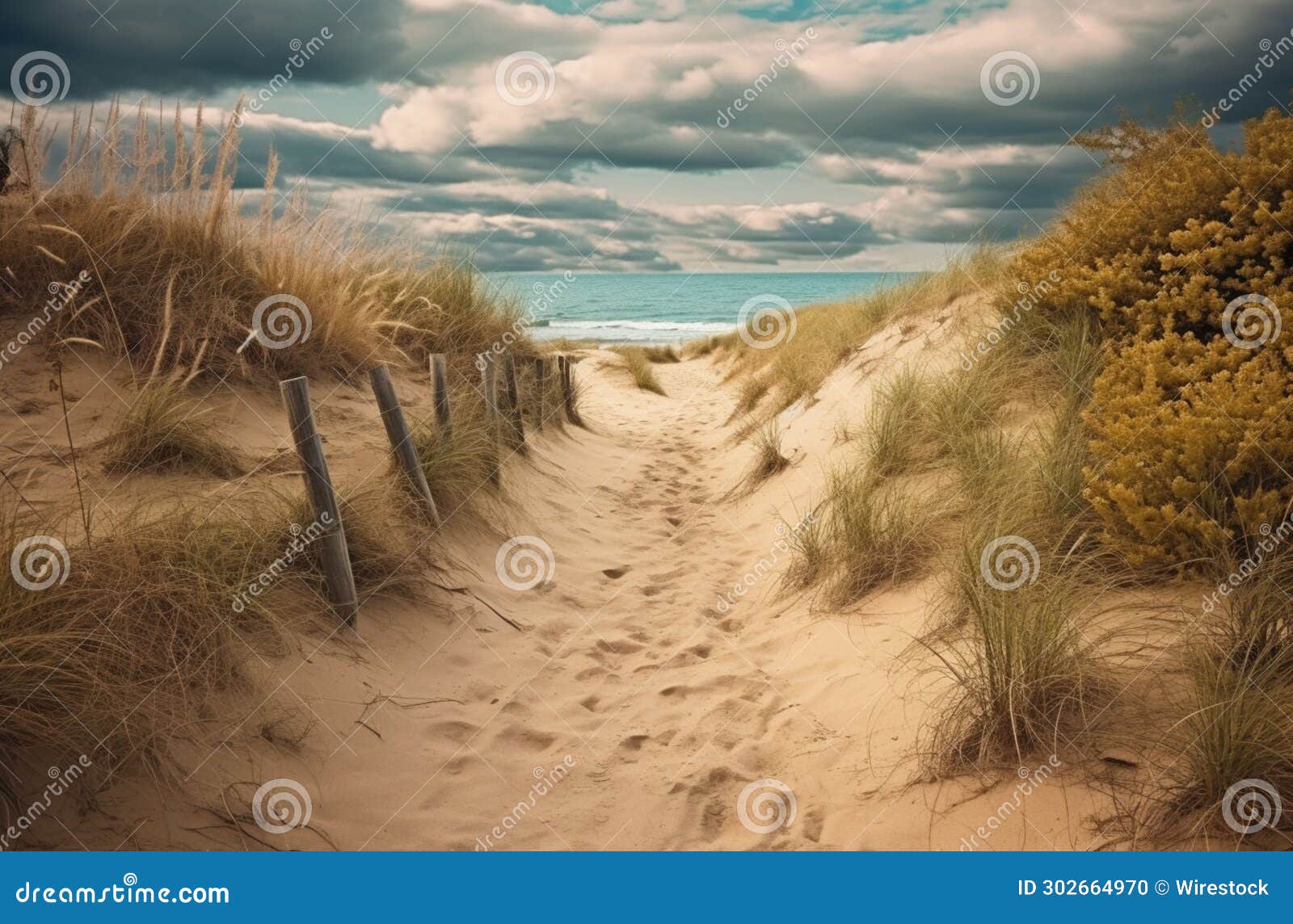 Scenic Pathway Leading To a Sandy Beach, AI-generated. Stock ...