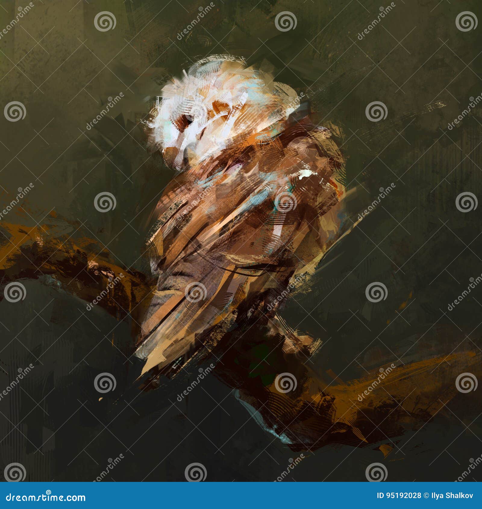 Scenic Picture Owl Sitting on a Branch Stock Illustration ...