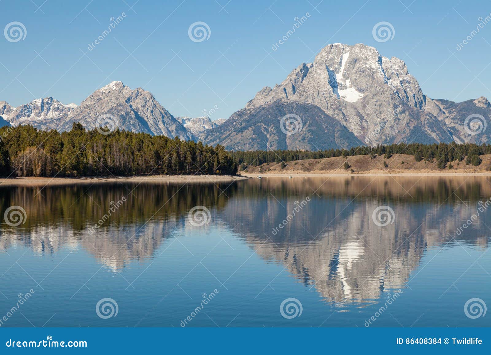 Teton Reflection in Jackson Lake Stock Photo - Image of outdoors ...