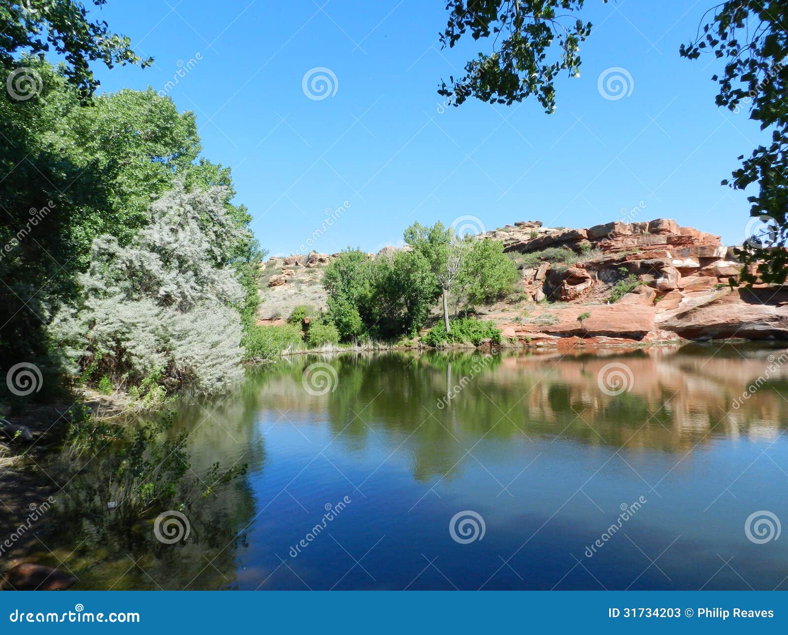 Two Buttes Reservoir stock image. Image of outdoors, branches - 31734203