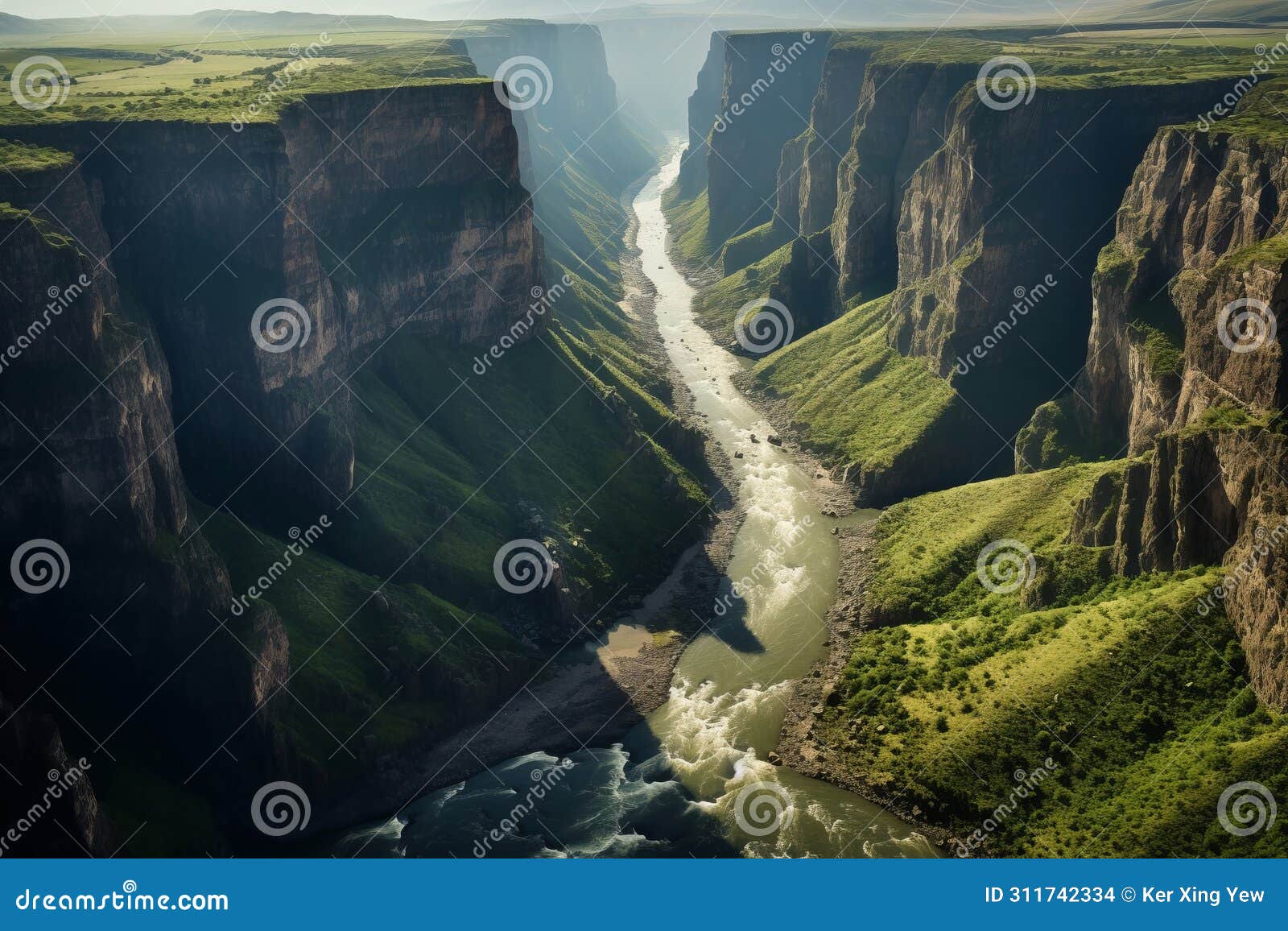 Scenic River Gorge with Cliffs Stock Illustration - Illustration of ...