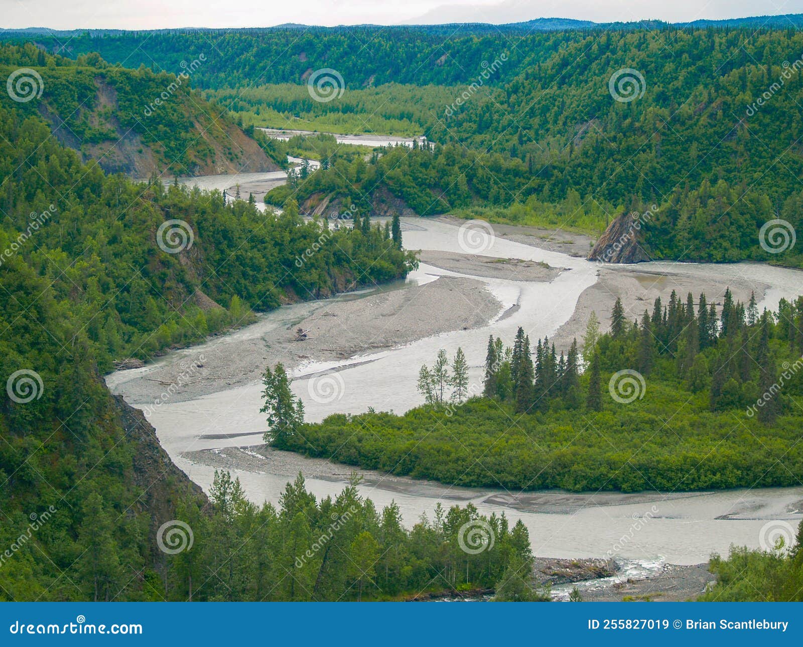 Scenic River Meandering through Alaskan Wilderness Stock Image - Image ...