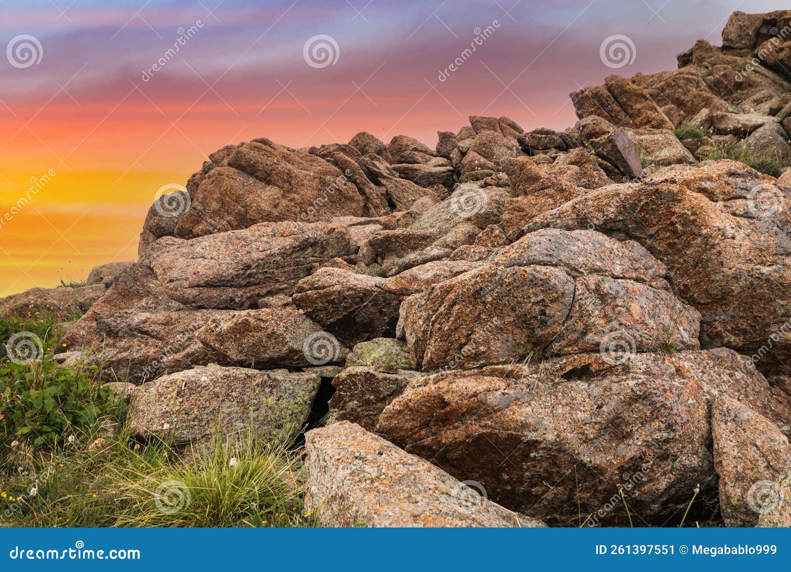 Scenic Rocky Area in Summer at Sunset in the Mountains Stock Image ...