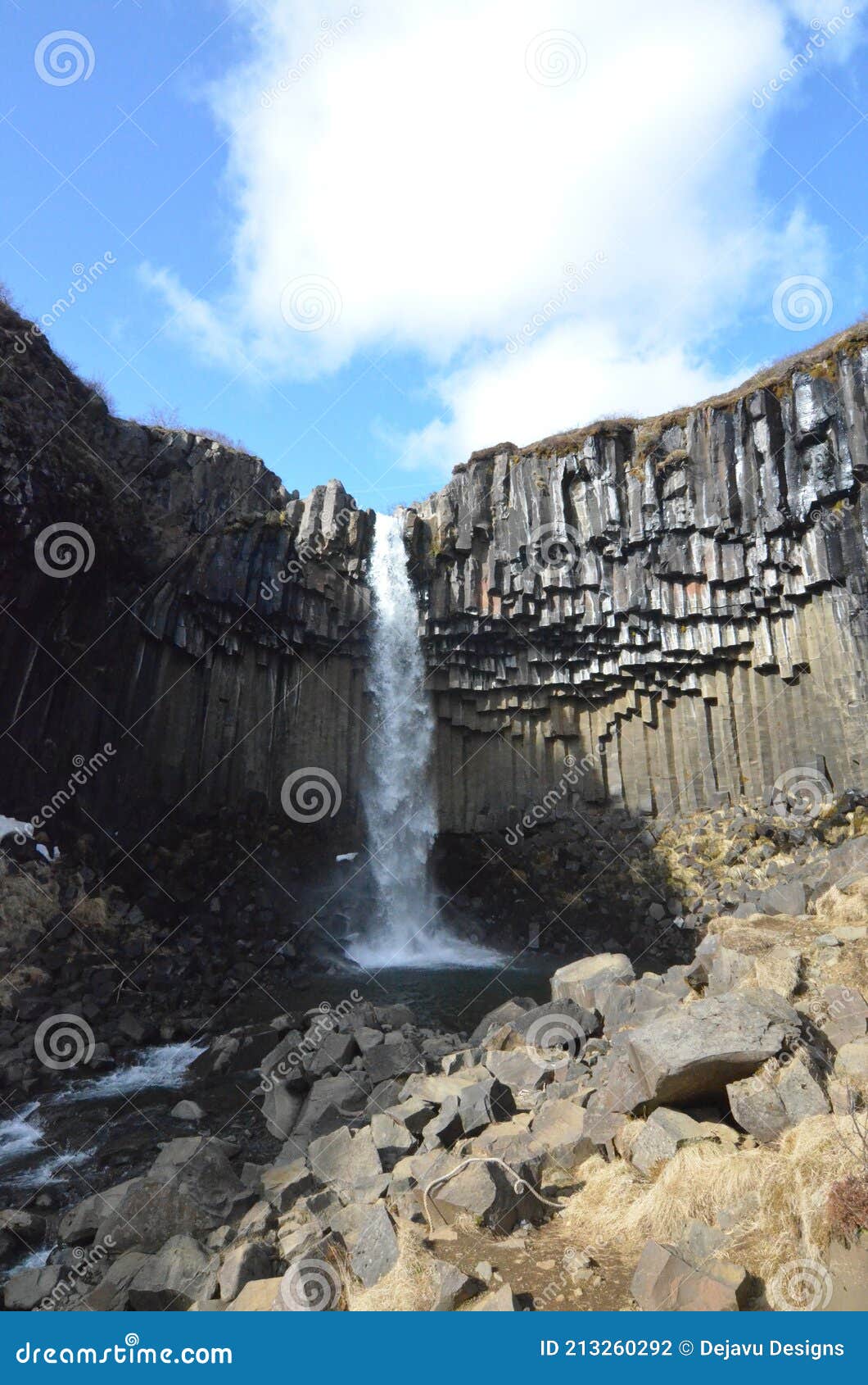 Scenic Rugged Basalt Column Waterfall in Iceland Stock Photo - Image of ...