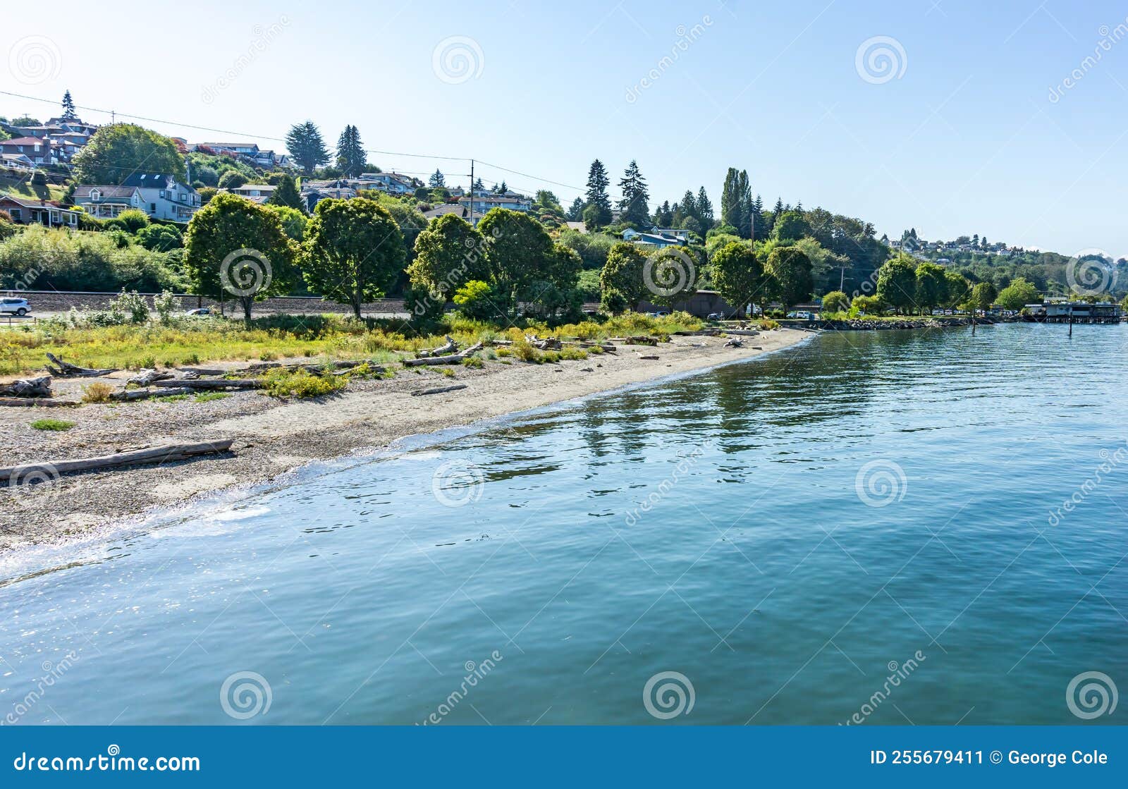 Scenic Ruston Shoreline 2 stock image. Image of outdoors - 255679411