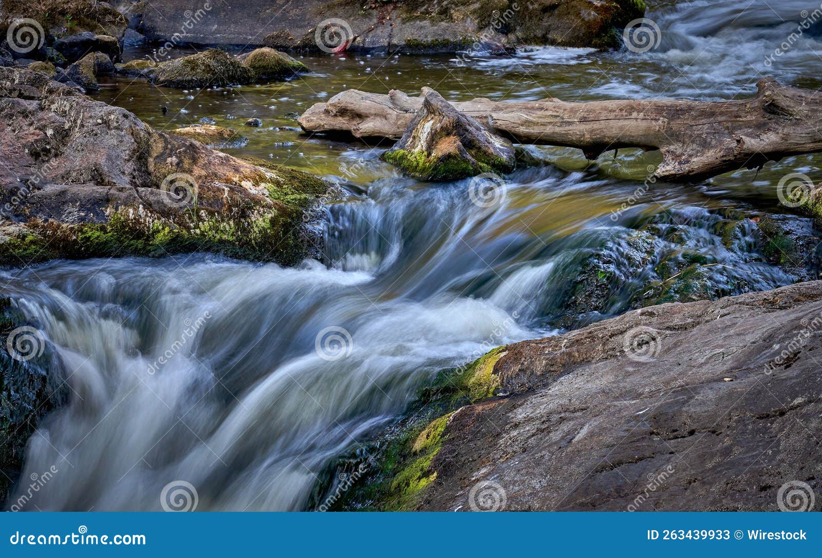 Scenic Shot of the Flow of a Rocky River with a Silky Water Effect ...