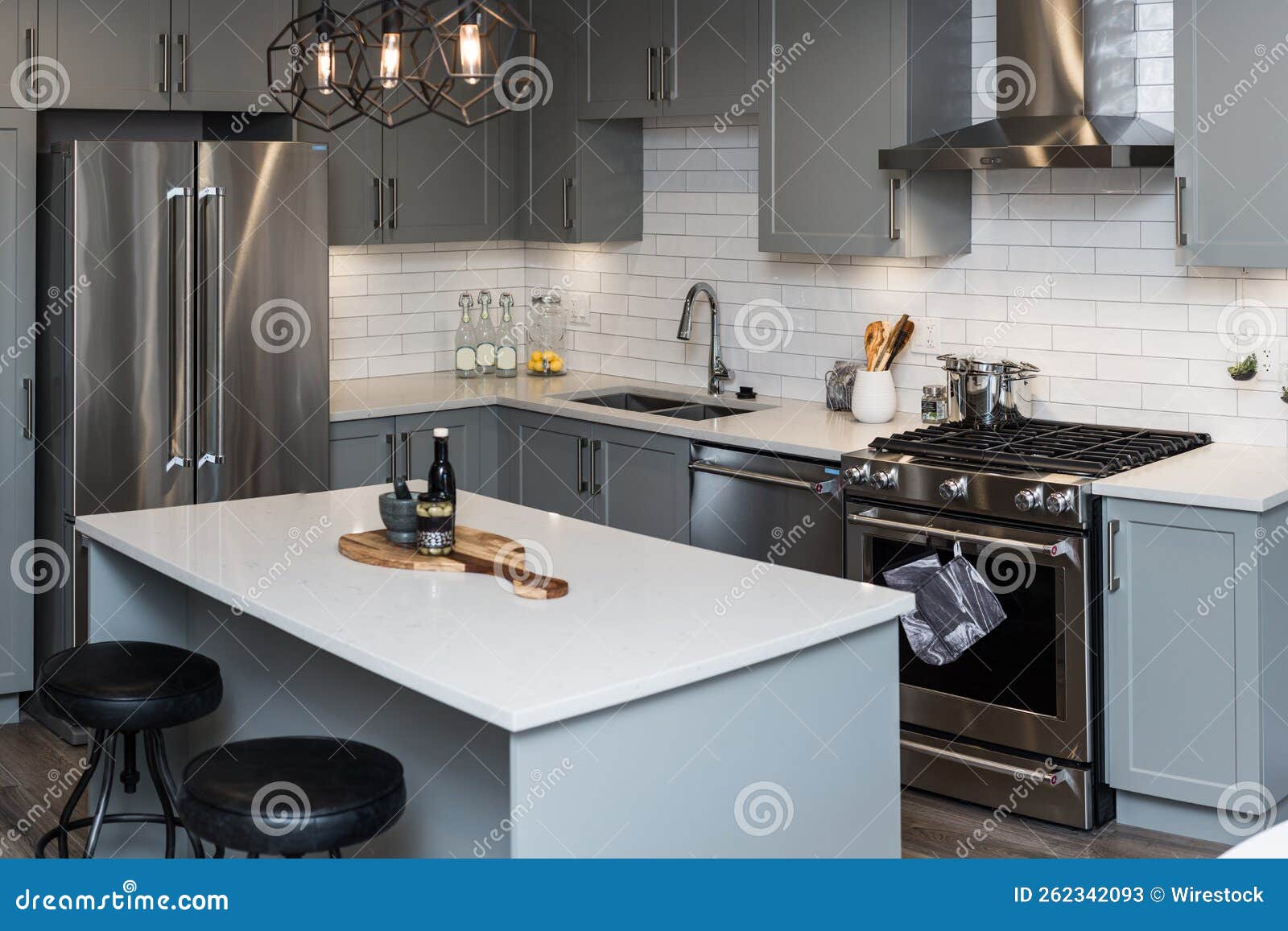 Scenic Shot of a House Kitchen Interior Design Stock Image - Image of ...
