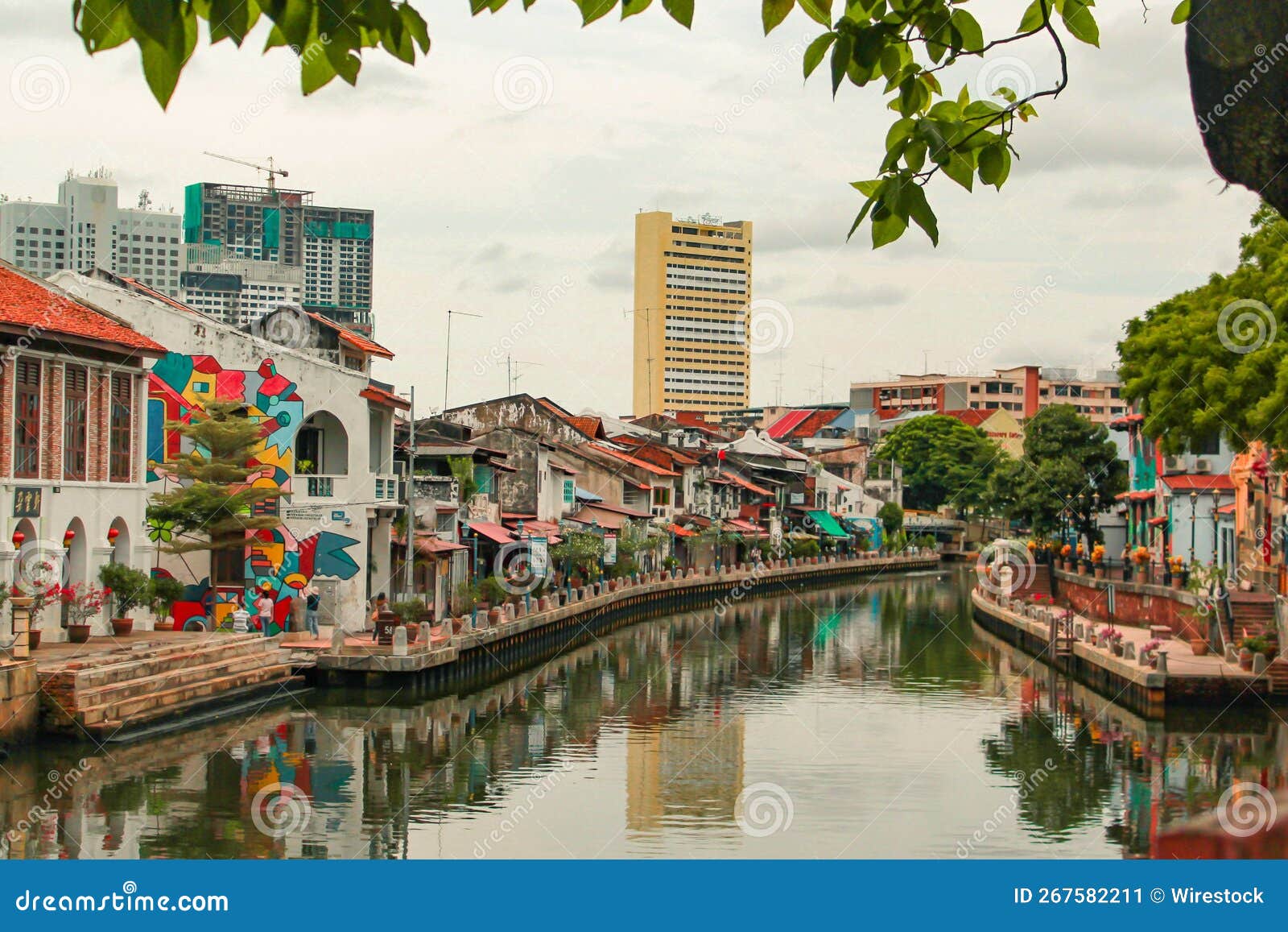 Scenic Shot of the Malacca River in Malaysia with Reflection of Trees ...