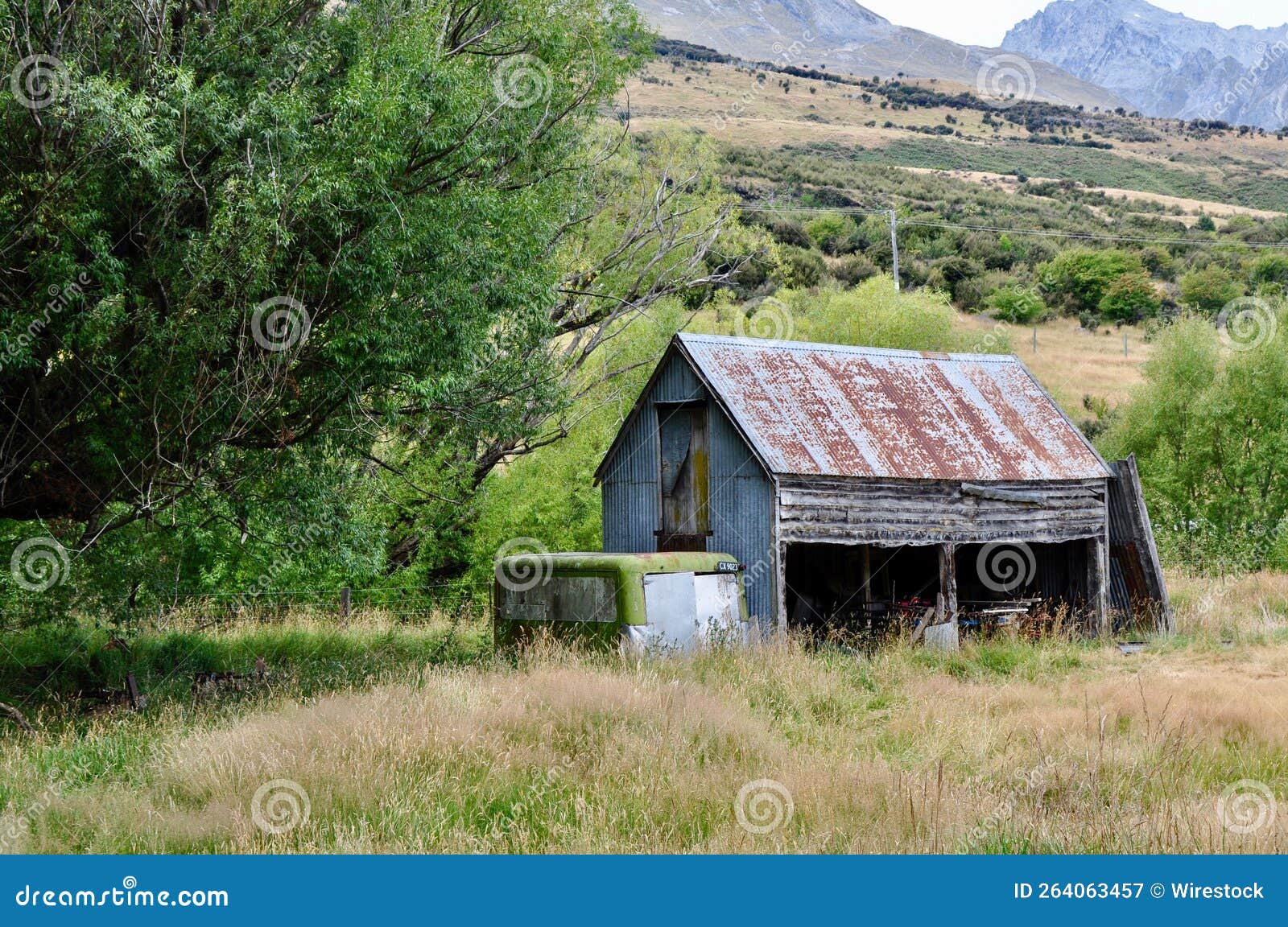 Scenic Shot of an Old Hut Isolated Against the Hils Stock Image - Image ...