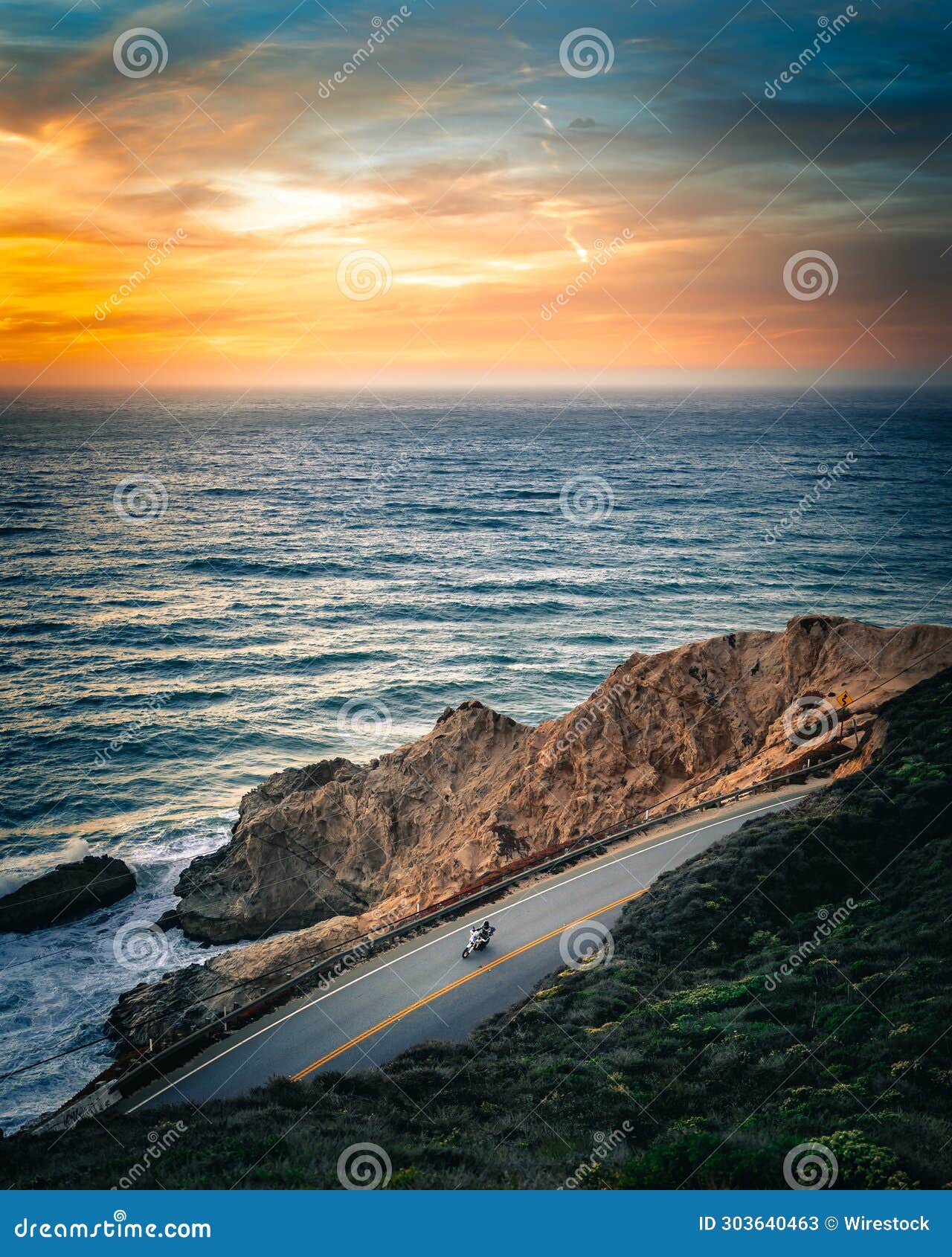 Scenic Shot of Pacific Coast Highway at Sunset Stock Image - Image of ...