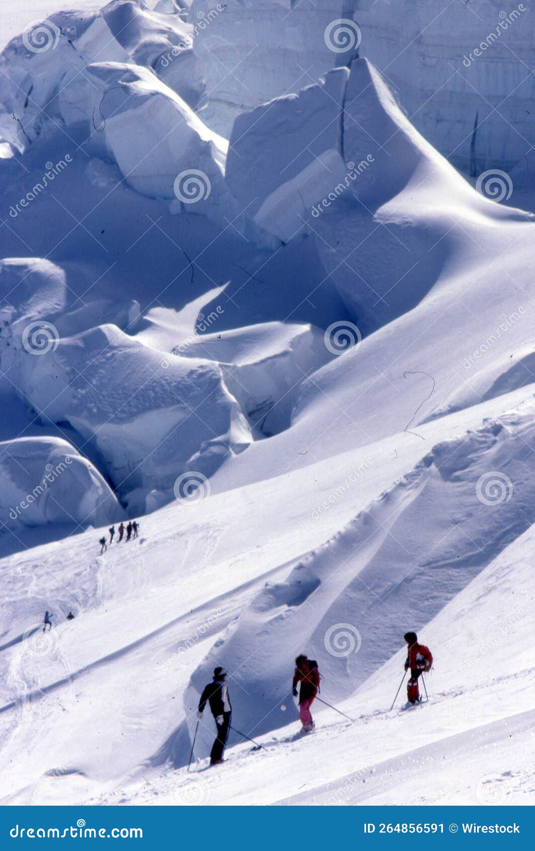 Scenic Shot of People Skiing Stock Image - Image of season, group ...