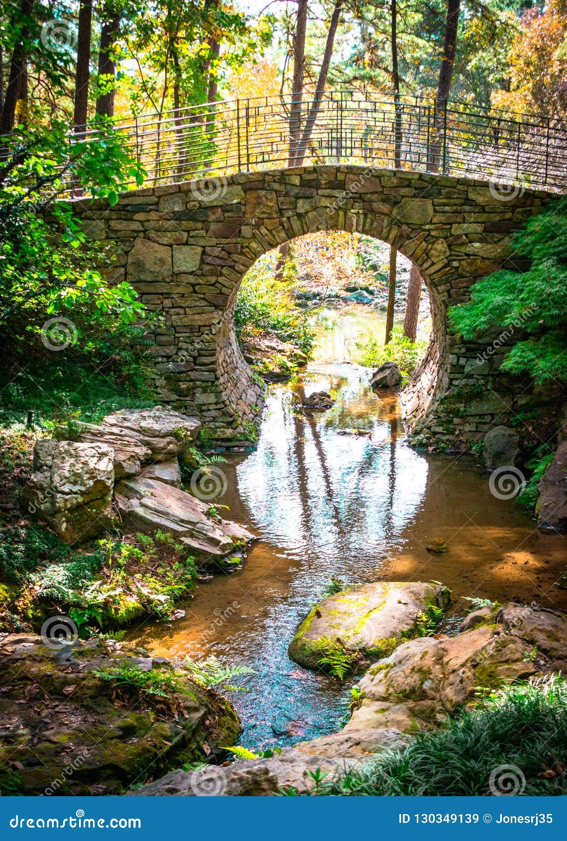 Scenic Stone Bridge Over a Woodland Stream Stock Image - Image of ...
