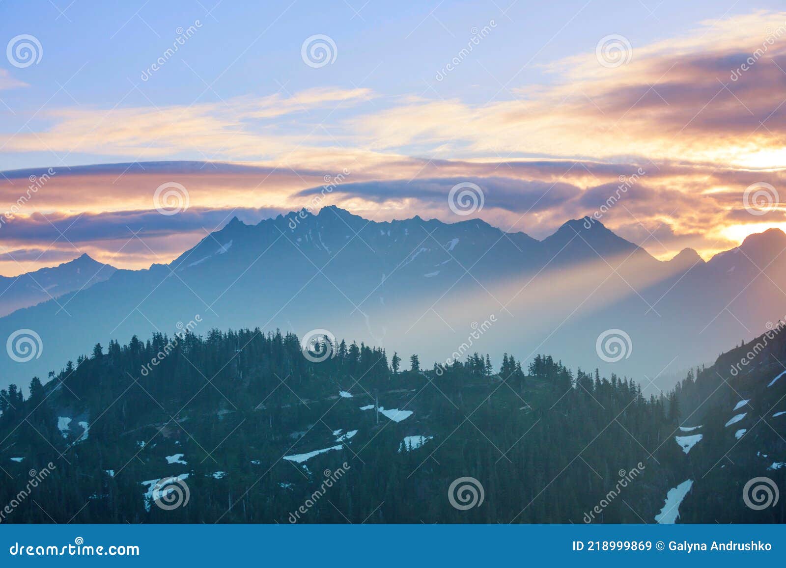 Mountains on sunset stock image. Image of beautiful - 218999869