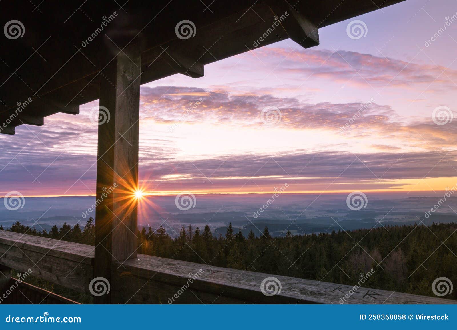 Scenic Sunset Seen from a Lookout Tower Stock Photo - Image of ...