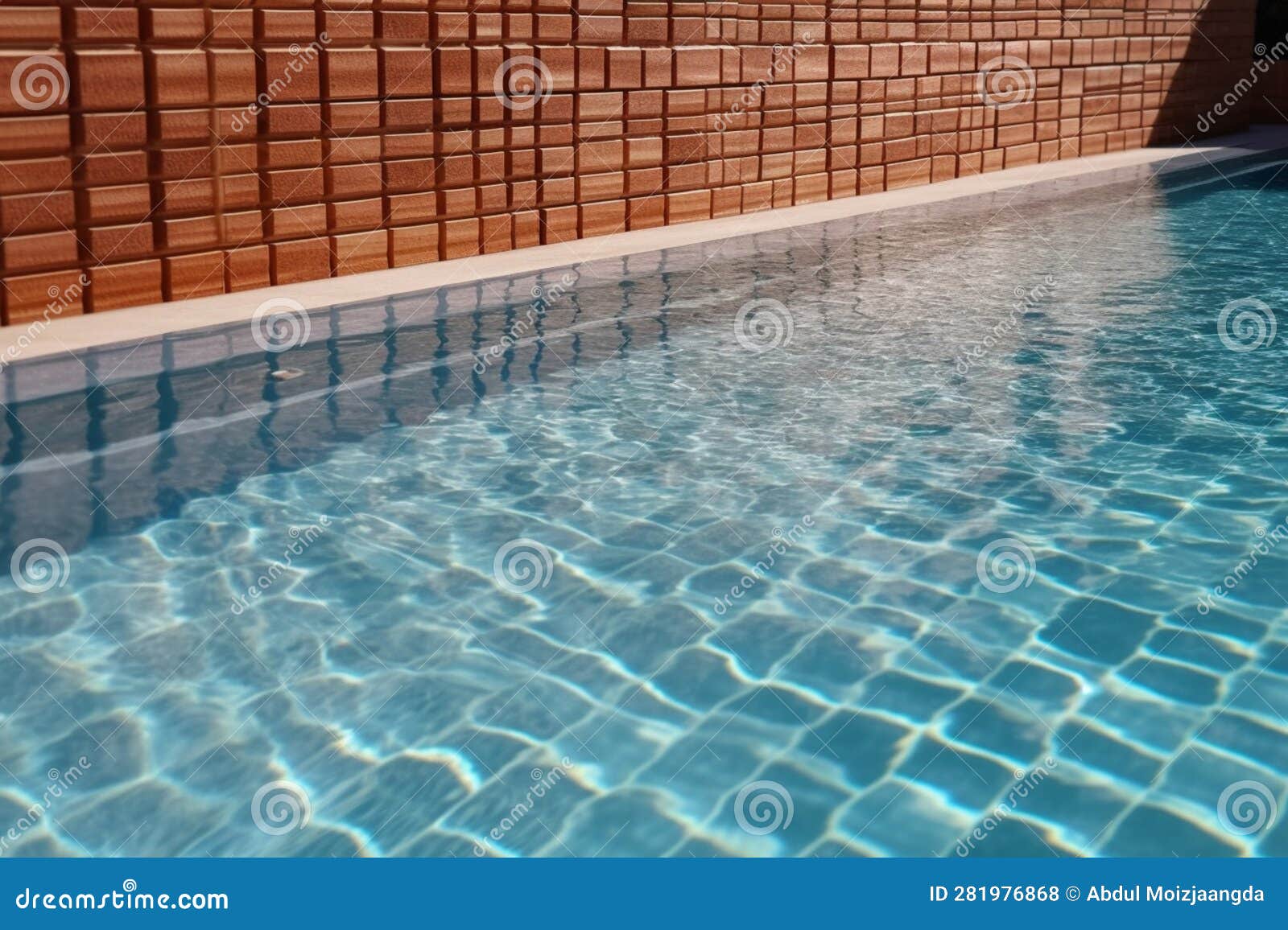 Scenic Swimming Pool Harmonizing with a Beautiful Brick Wall Stock ...