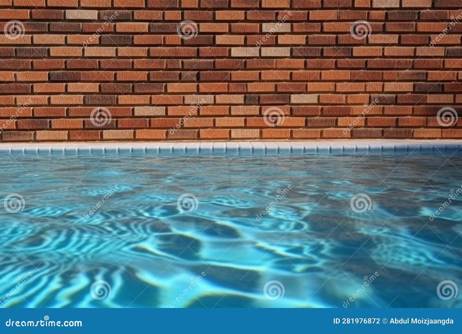 Scenic Swimming Pool Harmonizing with a Beautiful Brick Wall Stock ...