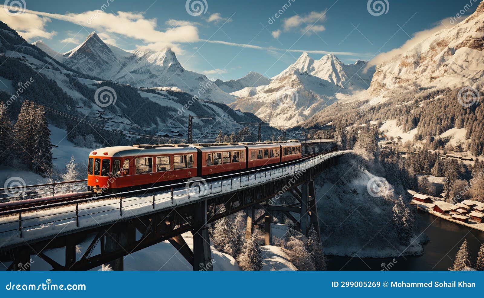 A Scenic Train Journey through Snow Mountainous Terrain Background ...