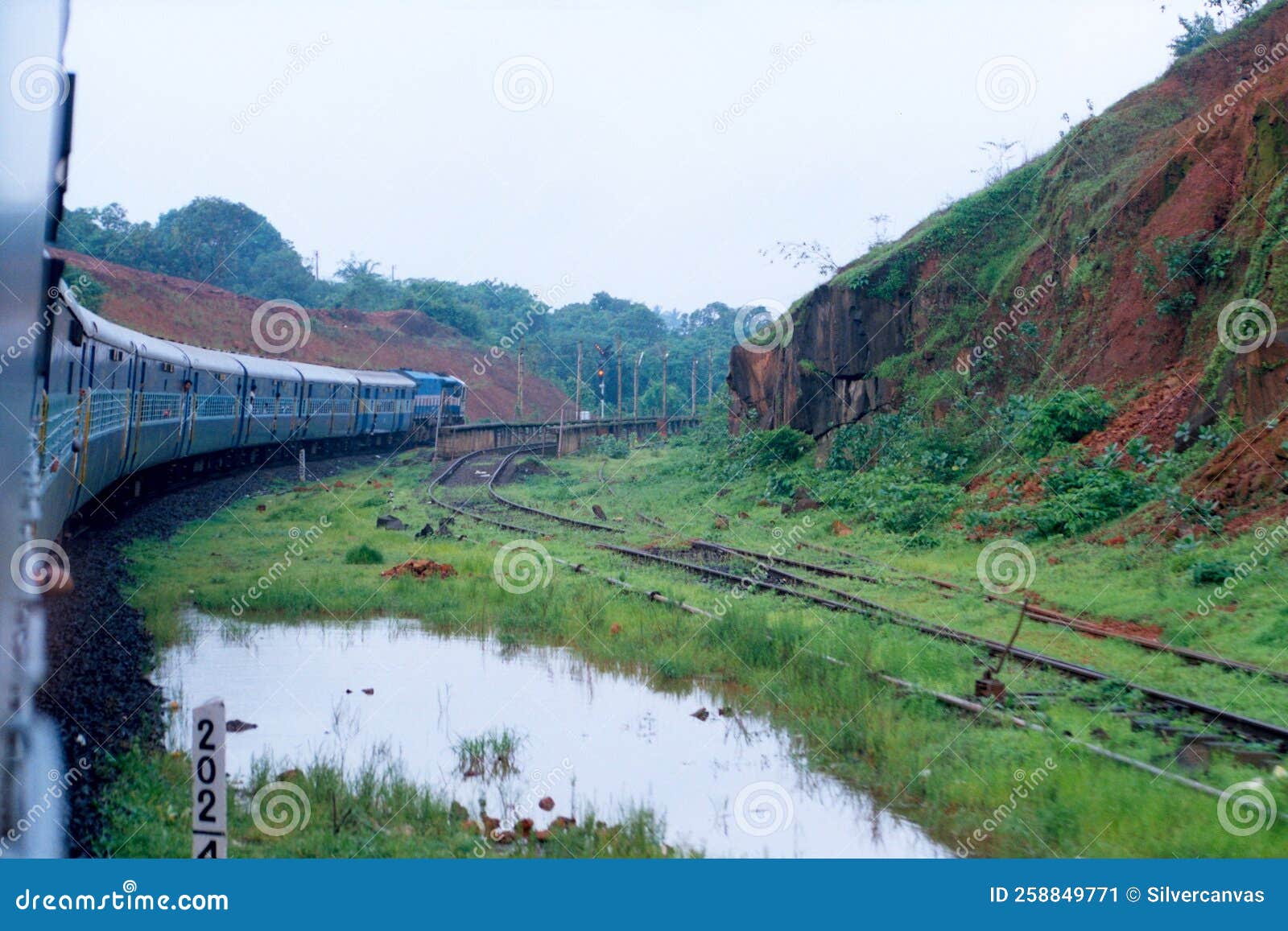 A Scenic Train Traveling View in India Stock Image - Image of tree ...