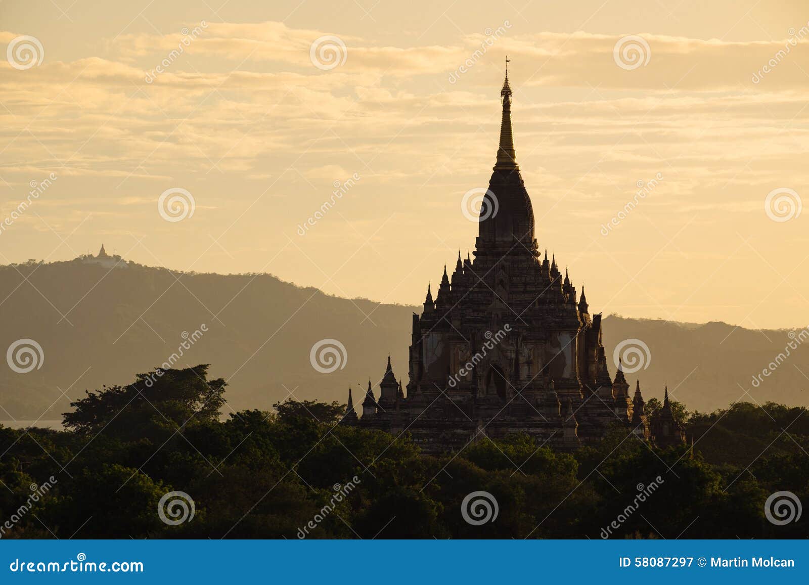 Scenic View of Ancient Bagan Temple during Golden Hour Stock Image ...