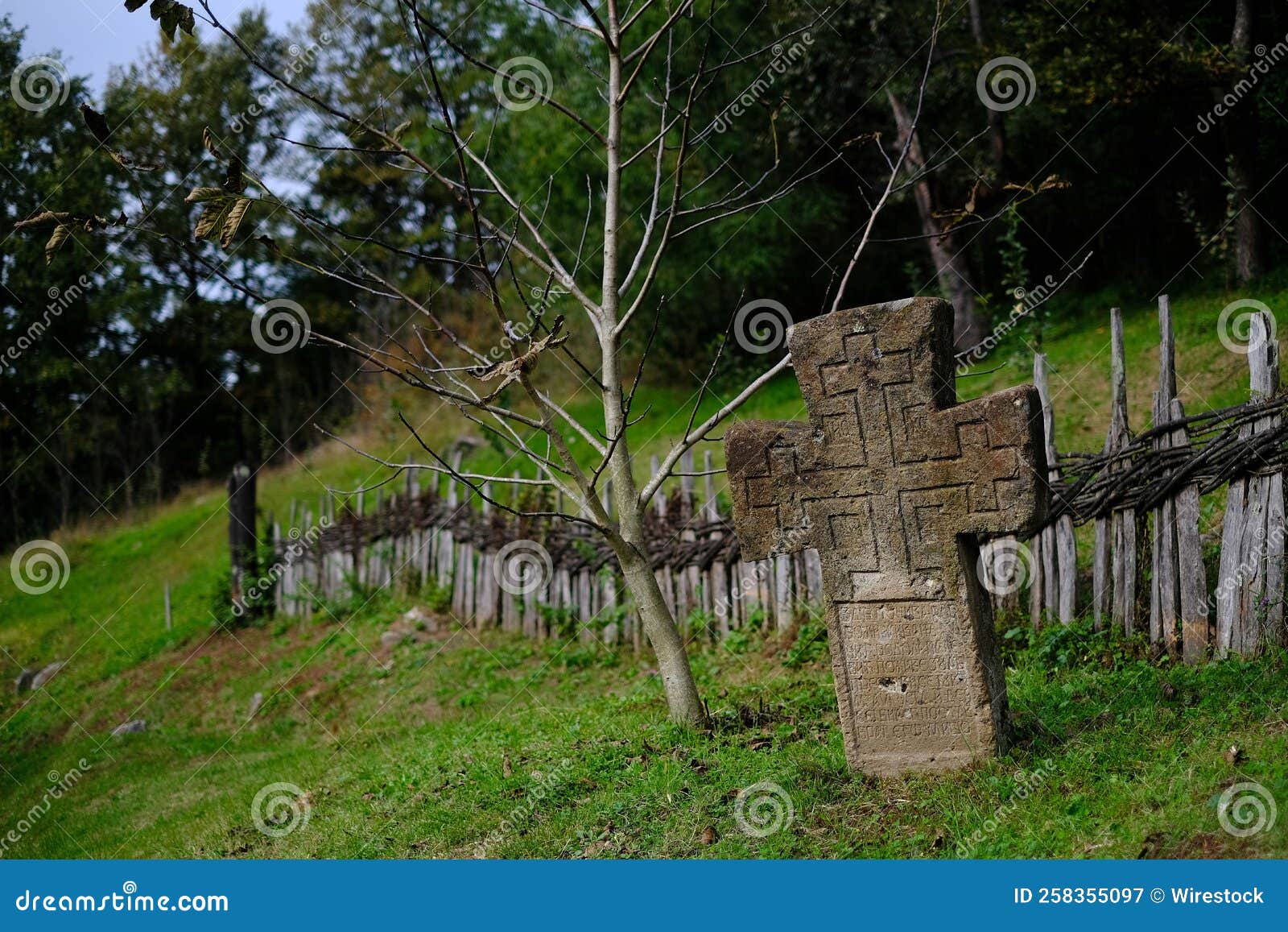 Scenic View of an Ancient Serbian Tombstone in a Forest Stock Image ...