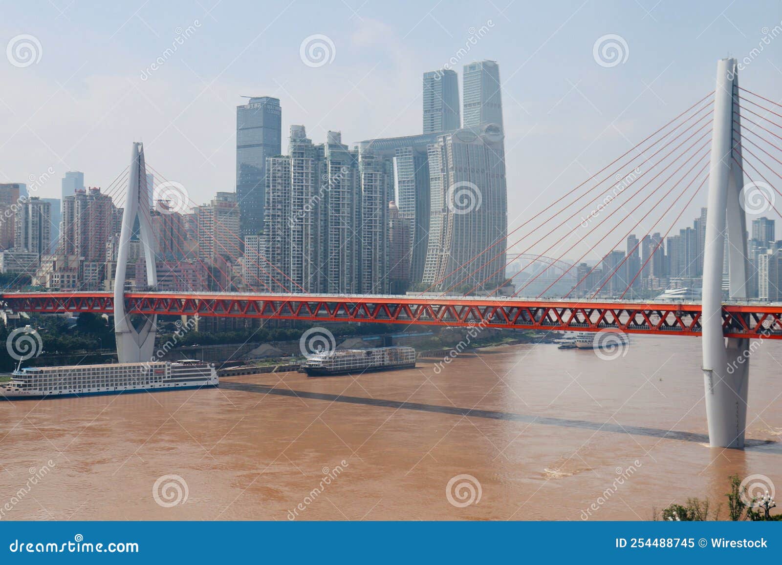 Scenic View of the Architecture of Chongqing and the Bridge Over the ...