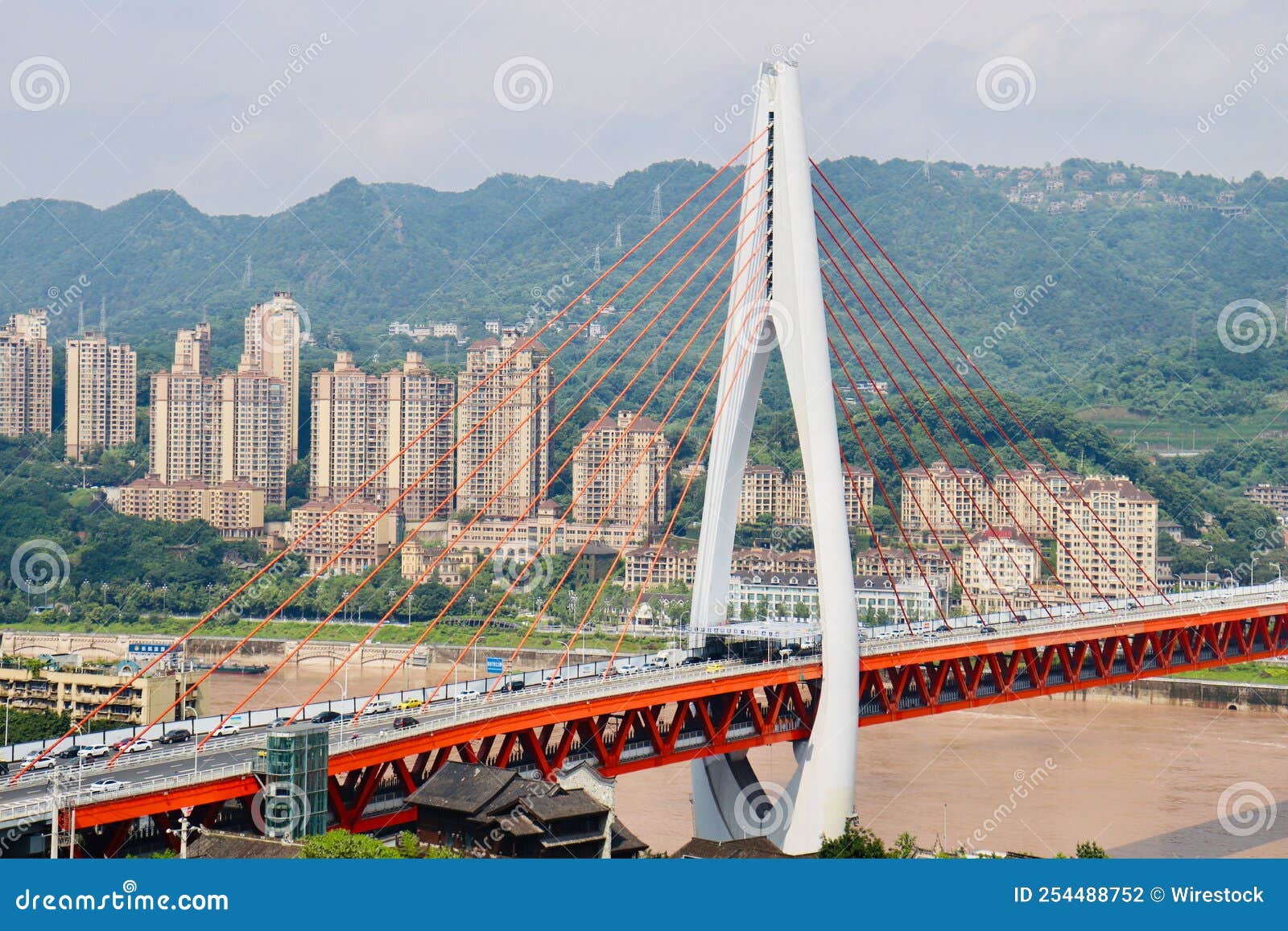 Scenic View of the Architecture of Chongqing and the Bridge Over the ...