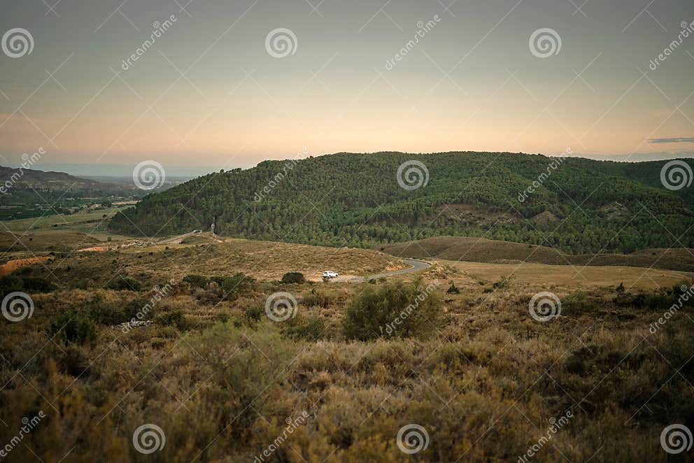 Scenic View of Arid Valley with Mountain Range Stock Image - Image of ...