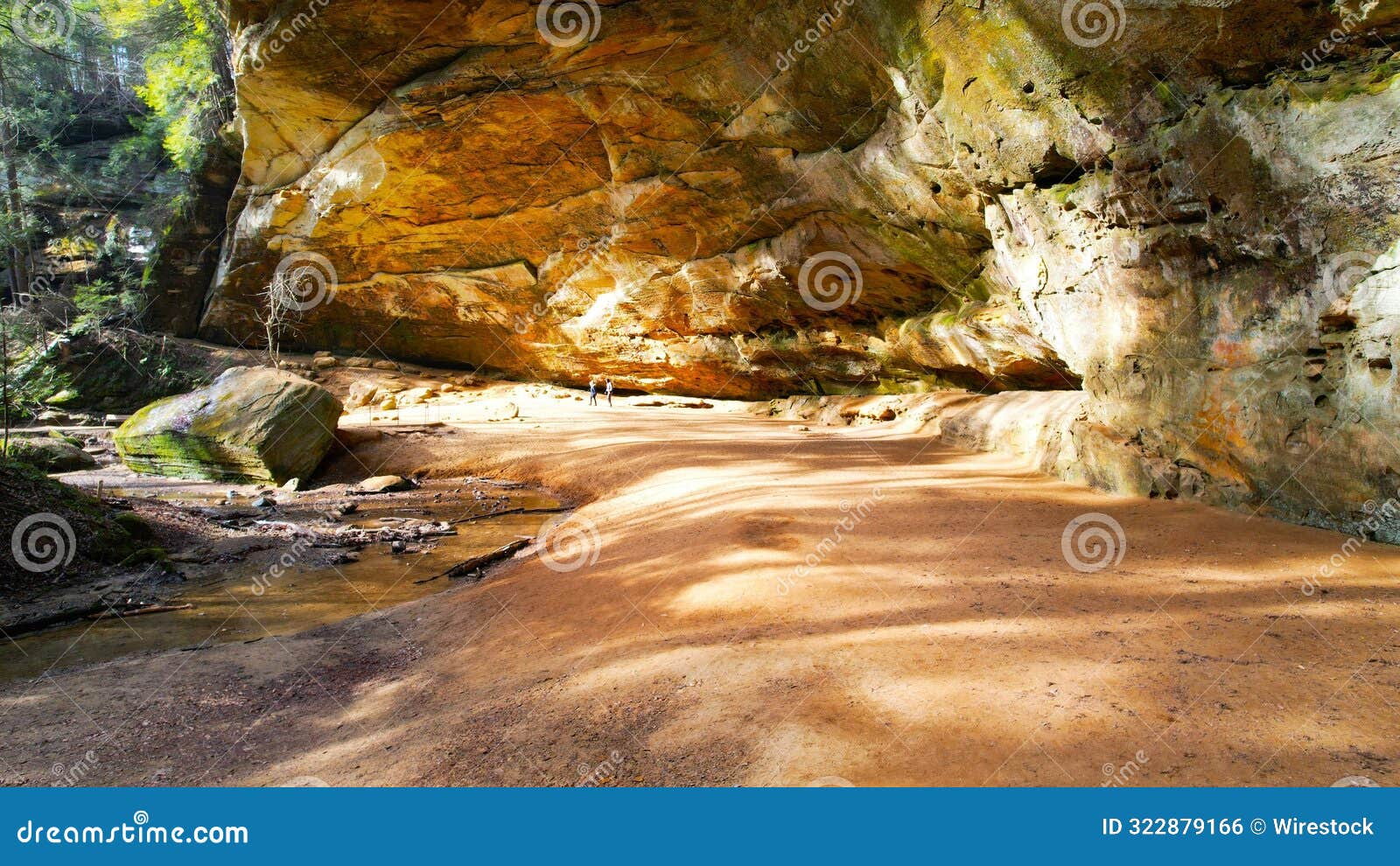 Scenic View of Ash Cave in Hocking Hills State Park, Ohio, with Two ...