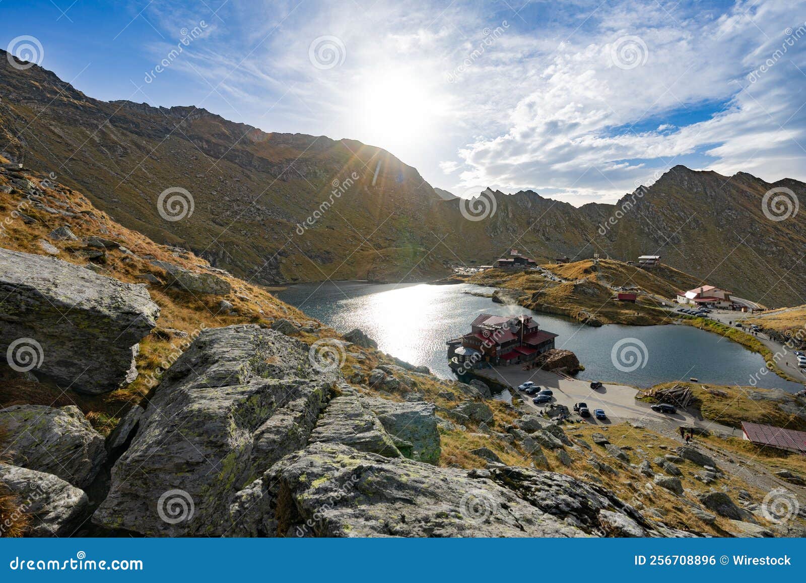 Scenic View of Balea Lake with a Beautiful Sunny Sky Stock Photo ...
