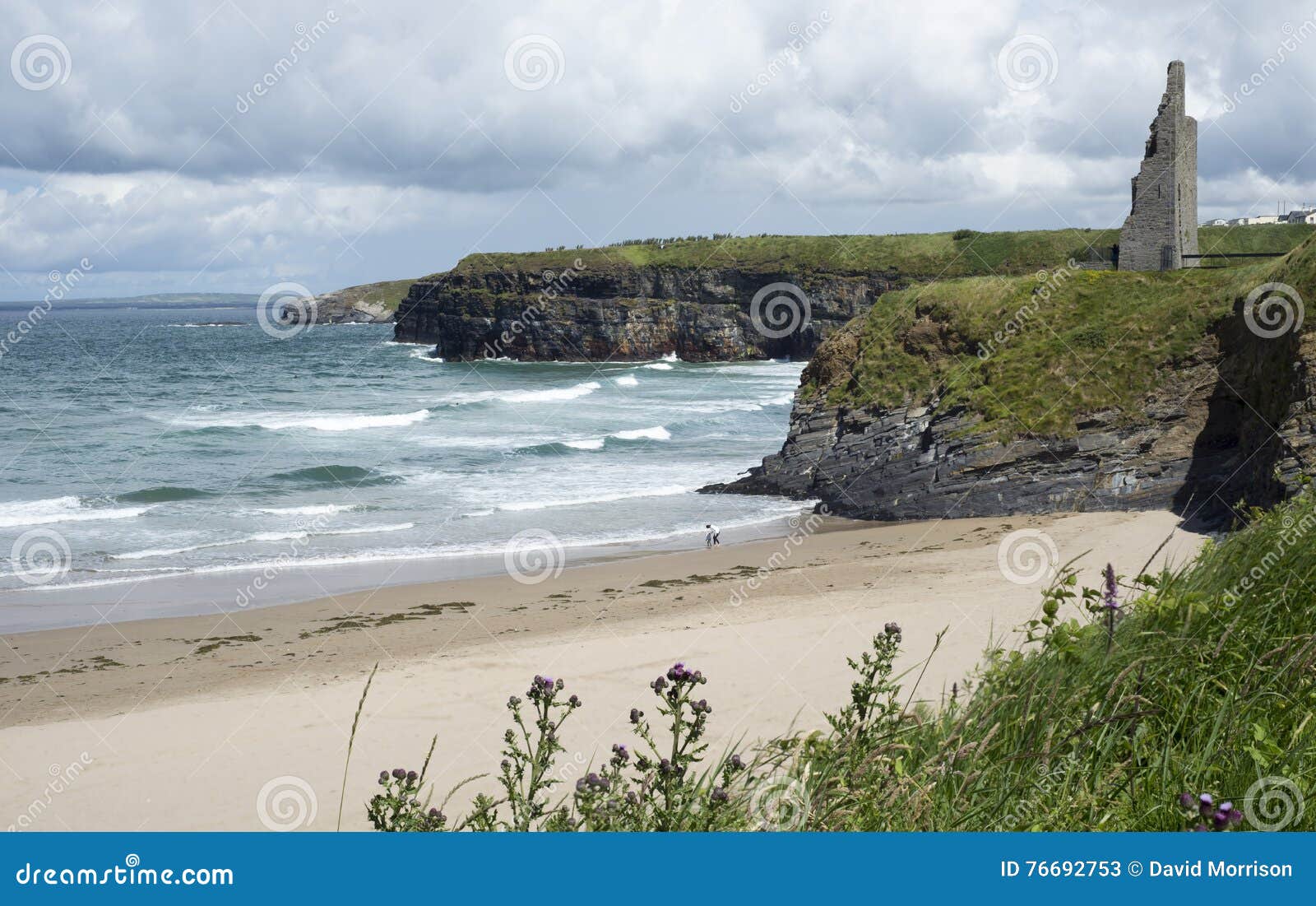 Scenic View of Ballybunion Beach Stock Image - Image of beach, coast ...