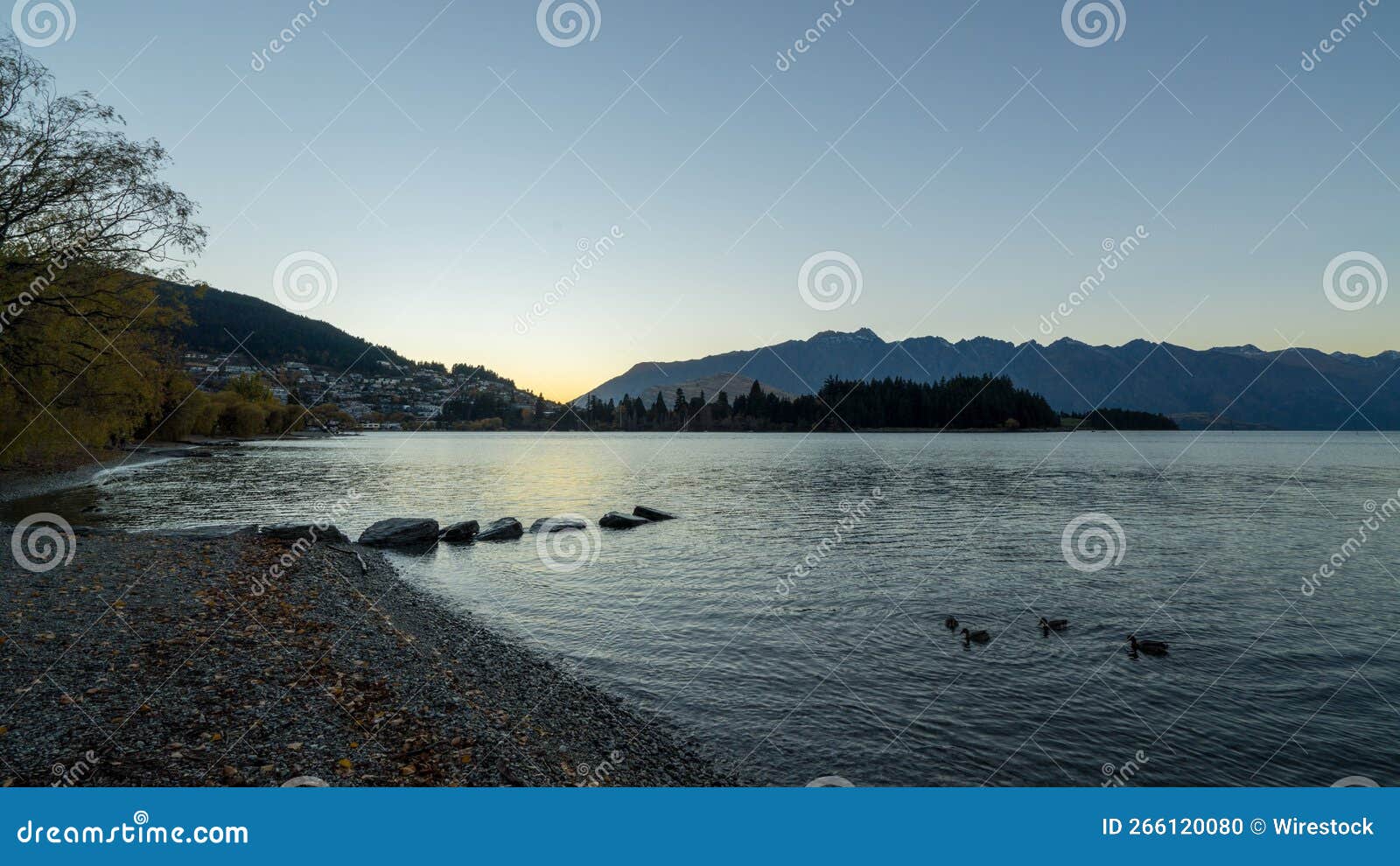 Scenic View of a Beautiful Dark Lake Landscape during Sunset Stock ...