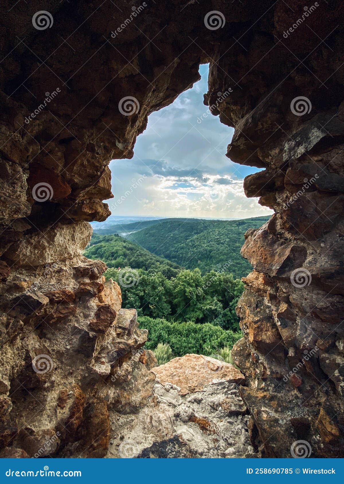 Scenic View of a Beautiful Green Forest on the Hills Frame by a Rocky ...