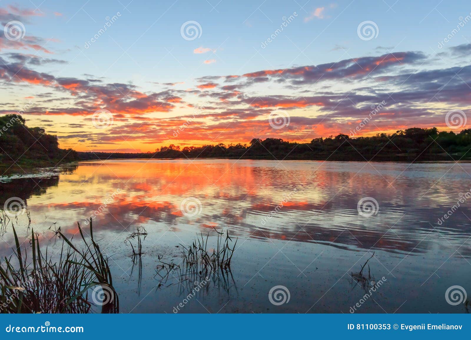 Scenic View of Beautiful Sunset Above the River at Summer Stock Image ...